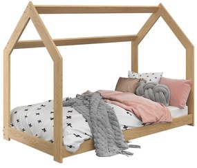 ImportWorld Dětská postel Domek 80x160 cm D2 + rošt a matrace ZDARMA - borovice