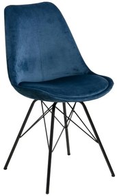 OnaDnes -20% Scandi Modrá sametová jídelní židle Erisa