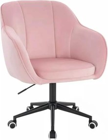 LuxuryForm DESIGN Otočná židle AVOLA VELUR na černé podstavě s kolečky - světle růžová