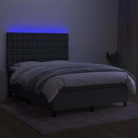 Box spring postel s matrací a LED tmavě šedá 140x190 cm textil 3135190