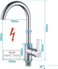 Nízkotlaká stojánková kuchyňská baterie EYN NT1220 se třemi hadicemi, chrom