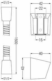 Mexen příslušenství - 1-bodový ruční sprchový set R-77, černá, 785775053-70