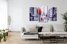 Vícedílný obraz Pohled Na Pařížskou Ulici Jako Namalovanou Nedostatek Nedostatek Plátno Canvas 150x100