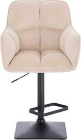 LuxuryForm DESIGN Barová židle AMALFI VELUR na černé hranaté podstavě - krémová