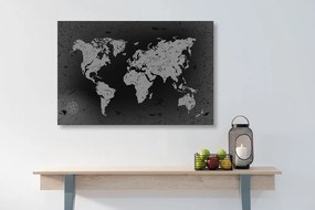 Obraz stará mapa světa na abstraktním pozadí v černobílém provedení - 60x40 cm
