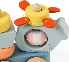 TEDDIES Tahací vláček Oceán / Stavebnice / Dřevo / 28 dílků / 12m+
