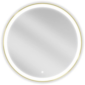 Mexen Esso, kulaté LED podsvícené koupelnové zrcadlo 80 cm, 6000K, topná podložka proti zamlžování, zlatý rám, 9825-080-080-611-50