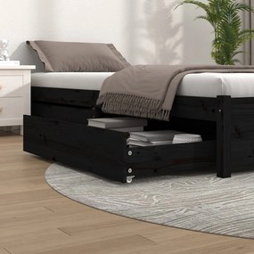 Zásuvky pod postel 2 ks černé masivní borové dřevo - Default Title