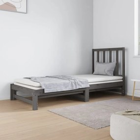 Výsuvná postel šedá 2x (90 x 190) cm masivní borovice,  3124754 HangarStore.cz