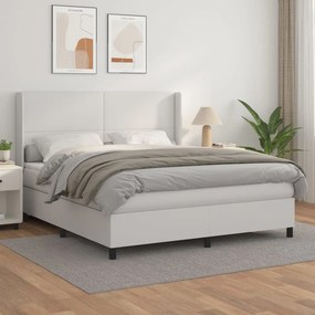 Box spring postel s matrací bílá 160x200 cm umělá kůže 3132388