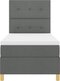 Postel s boxspringem s čelo Tmavě šedá 100 x 200 cm textil 3339596