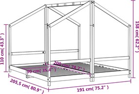 vidaXL Dětská postel 2x (90 x 200) cm masivní borové dřevo [3200591] Barva: Černá