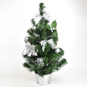 Vánoční stromek zdobený, 50 cm, stříbrná