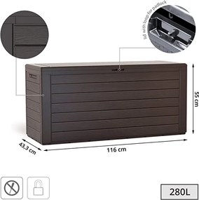 Prosperplast Zahradní box WOODEBOX umbra 116 cm - 280L