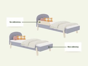 Benlemi Jednolůžková postel NOVA s kulatým čelem 90x200 cm Zvolte barvu: Světle šedá, Zvolte zábranu: Se zábranou, Zvolte nohy: Rovné nohy