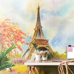 Tapeta Eiffelova věž v pastelových barvách - 450x300 cm