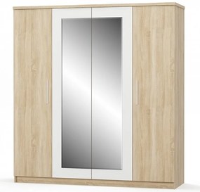 Casarredo Šatní skříň 4D MARKOS dub sonoma/bílá/zrcadlo