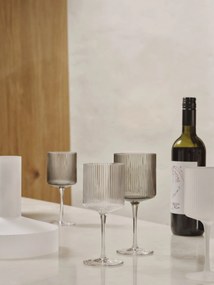 Ferm Living Sklenice na červené víno Ripple Smoked Grey – set 2 ks, šedá barva, sklo, 325 ml