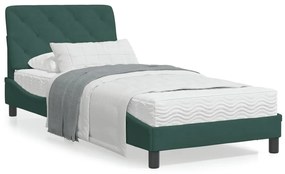 Rám postele s čelem tmavě zelený 90x190 cm samet
