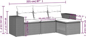 4dílná zahradní sedací souprava s poduškami černá polyratan 3254803