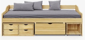 Postel 90x200 s úložným prostorem, přírodní, masiv, MAXI NEW Kondela 0000274652