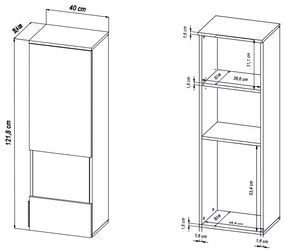 Obývací stěna Milan, dub artisan/šedá, s osvětlením