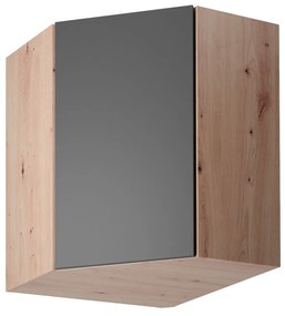 Horní rohová kuchyňská skříňka LANGEN 60 cm; šedá / dub artisan