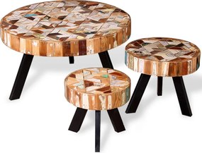 vidaXL Tři konferenční stolky masivní recyklované dřevo [244229]