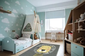 Dětský koberec Lima E181A světle šedý/žlutý, lev