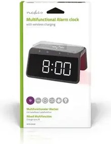 Nedis WCACQ30BK černá / Budík s bezdrátovou nabíječkou / 15 W / 1x USB