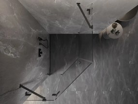 Mexen Lunar, pětiúhelníkový sprchový kout s levým sklonem 80 x 90 cm, 8mm čiré sklo, grafitový profil, 831-080L-090P-95-00-L