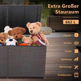 Costway Úložný box s objemem 662 l – 150 × 77 × 73 cm, hnědý
