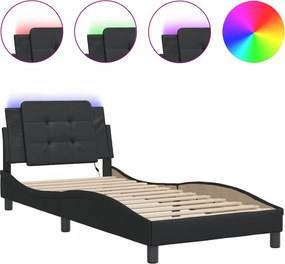 Rám postele s LED bez matrace Zadar černý 90 x 200 cm 3214082