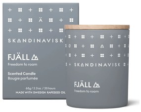 SKANDINAVISK Vonná svíčka FJÄLL (hora) 65 g, šedá barva, přírodní barva, sklo, dřevo, vosk