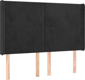 Čelo postele typu ušák černé 147x16x118/128 cm samet 3119350