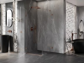 Mexen Lunar-B, výklopný sprchový kout levý 70 x 70 cm, 8mm čiré sklo, profil měděná matná, 832-070-070-65-00-L