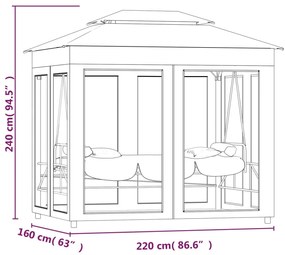 vidaXL Marketos Zahradní rozkládací houpačka s altánem krémově bílá