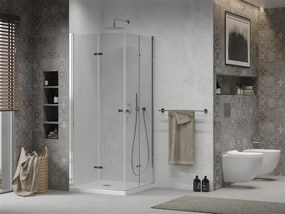 Mexen Lima Duo, sprchový kout 90 (dveře) x 90 (dveře) cm, 6mm čiré sklo, chromový profil + sprchová vanička, 856-090-090-01-02-4010