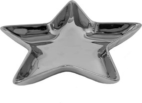 Stříbrná keramická miska ve tvaru hvězdy Silver Star - 20*19*2 cm