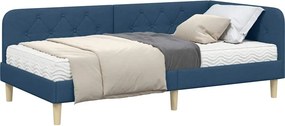 Rohový rám postele Modrá 100 x 200 cm textil 3394132