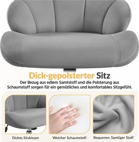 Kancelářská židle Yaheetech – světle šedá, 60 cm (šířka) × 60 cm (hloubka) × 76,5 cm – 86 cm (266901824875)