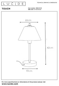 Lucide 12561/21/12 stolní lampa Touch, saténový chrom, E14, 42cm