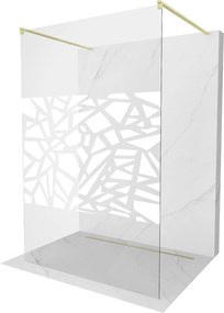 Mexen Kioto, sprchová zástěna Walk-In 110 x 200 cm, 8mm čiré sklo bílý vzor, ​​zlatý matný profil, 800-110-002-55-85