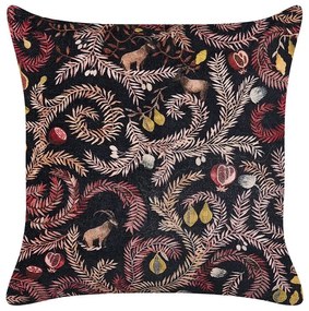Sametový polštář 45 x 45 cm černý/růžový RICINUS Beliani