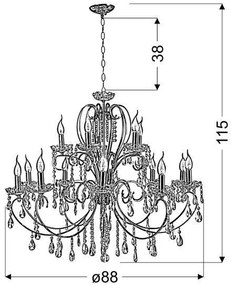 Zlatý křišťálový lustr Aurora pro žárovku 15x E14  - Candellux