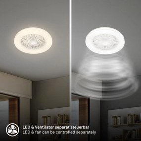 BRILO 3800016 LED stropní svítidlo s ventilátorem, 5 rychlostí, dálkový ovladač, CCT, bílé - BRILO