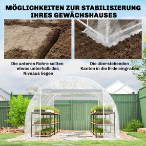 Skleník Polytunnel, průchozí skleník s pozinkovaným ocelovým rámem a krytem z PE odolným proti UV záření, průhledný