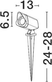 NV 9010002 Venkovní svítidlo s bodcem INSIDE černý hliník a sklo LED 7W 3000K 220-240V 24st. IP65 - NOVA LUCE