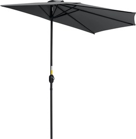 Outsunny Kličkový Slunečník Zahradní Umbrella, Kovový, Půlkruhový, Šedá+Černá | Aosom