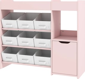AIYAPLAY dětský úložný regál s 9 zásuvkami a skříňkou, růžový